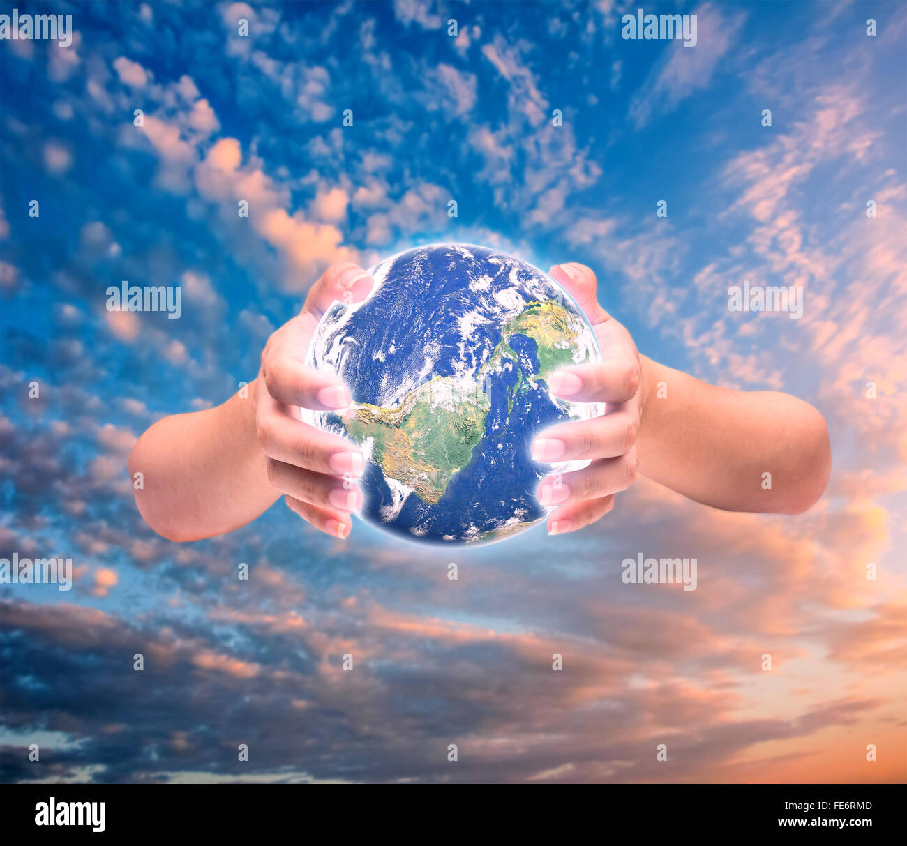 Human hand holding Earth planet. Elements of this image are furnished ...