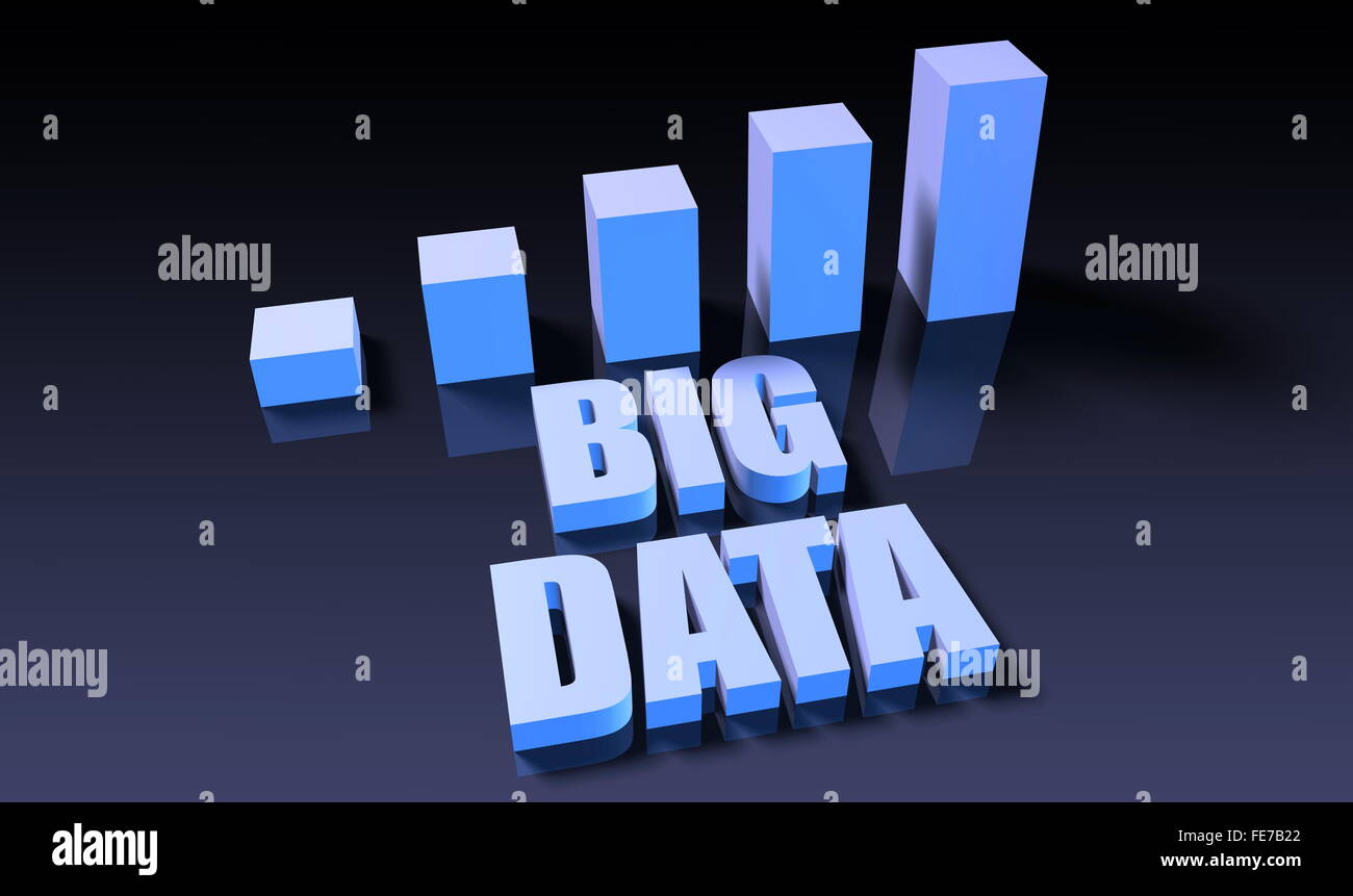 Big data graph chart in 3d on blue and black Stock Photo - Alamy