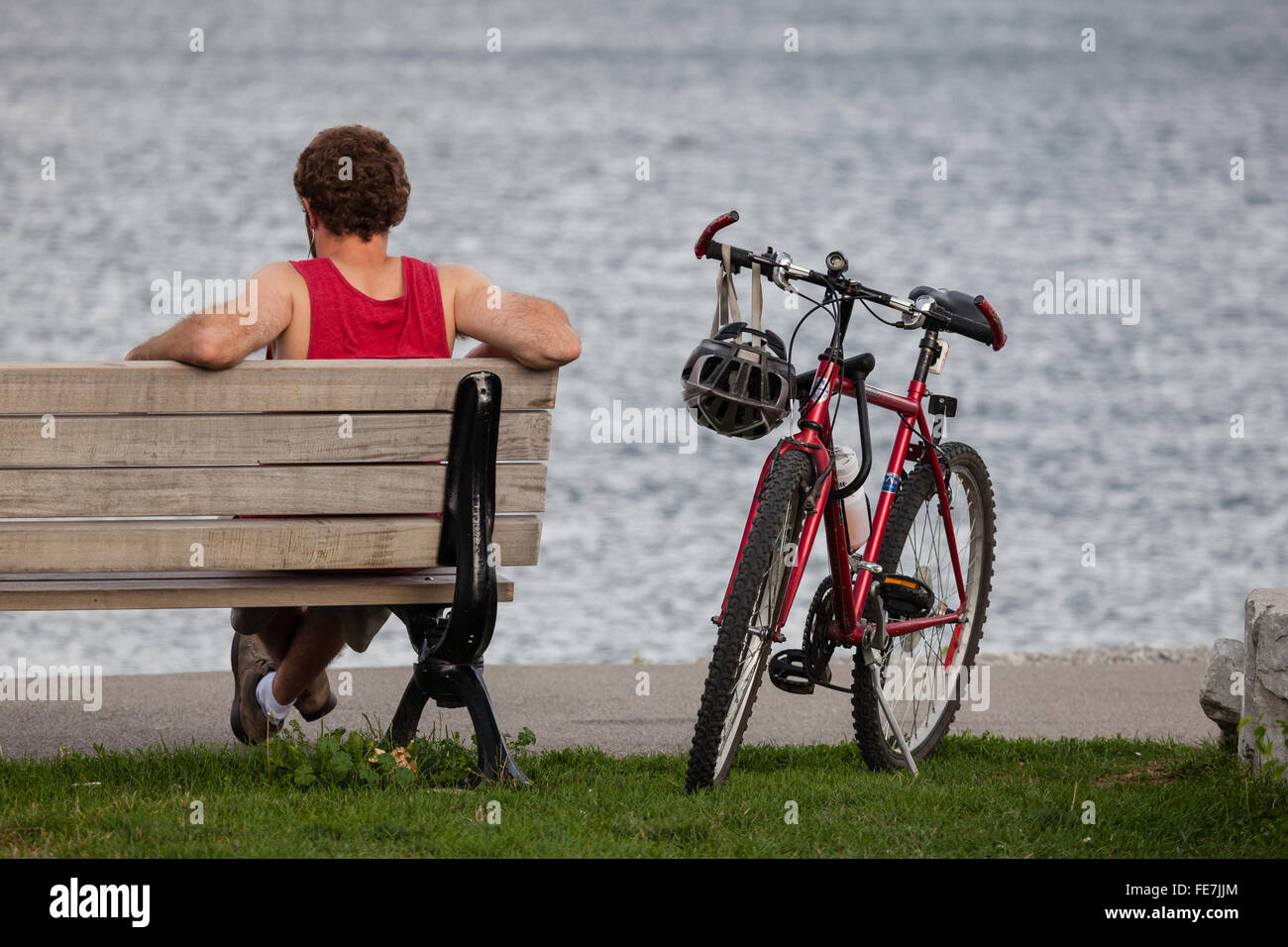 Back view man bike hi-res stock photography and images - Alamy
