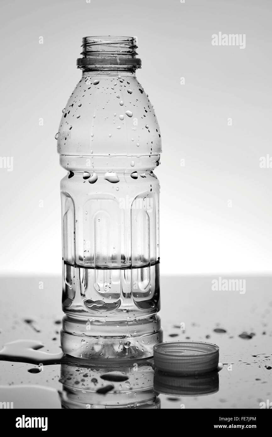 Small plastic water bottle Black and White Stock Photos & Images - Alamy