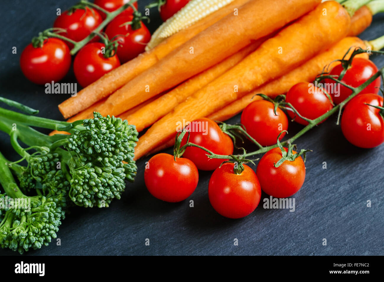Vegetables basket slate hi-res stock photography and images - Alamy
