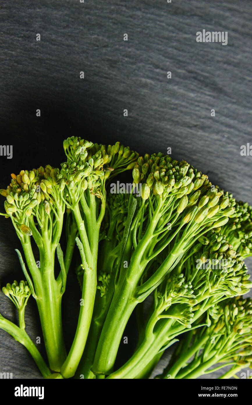 Fresh slice of broccoli on a slate Stock Photo - Alamy