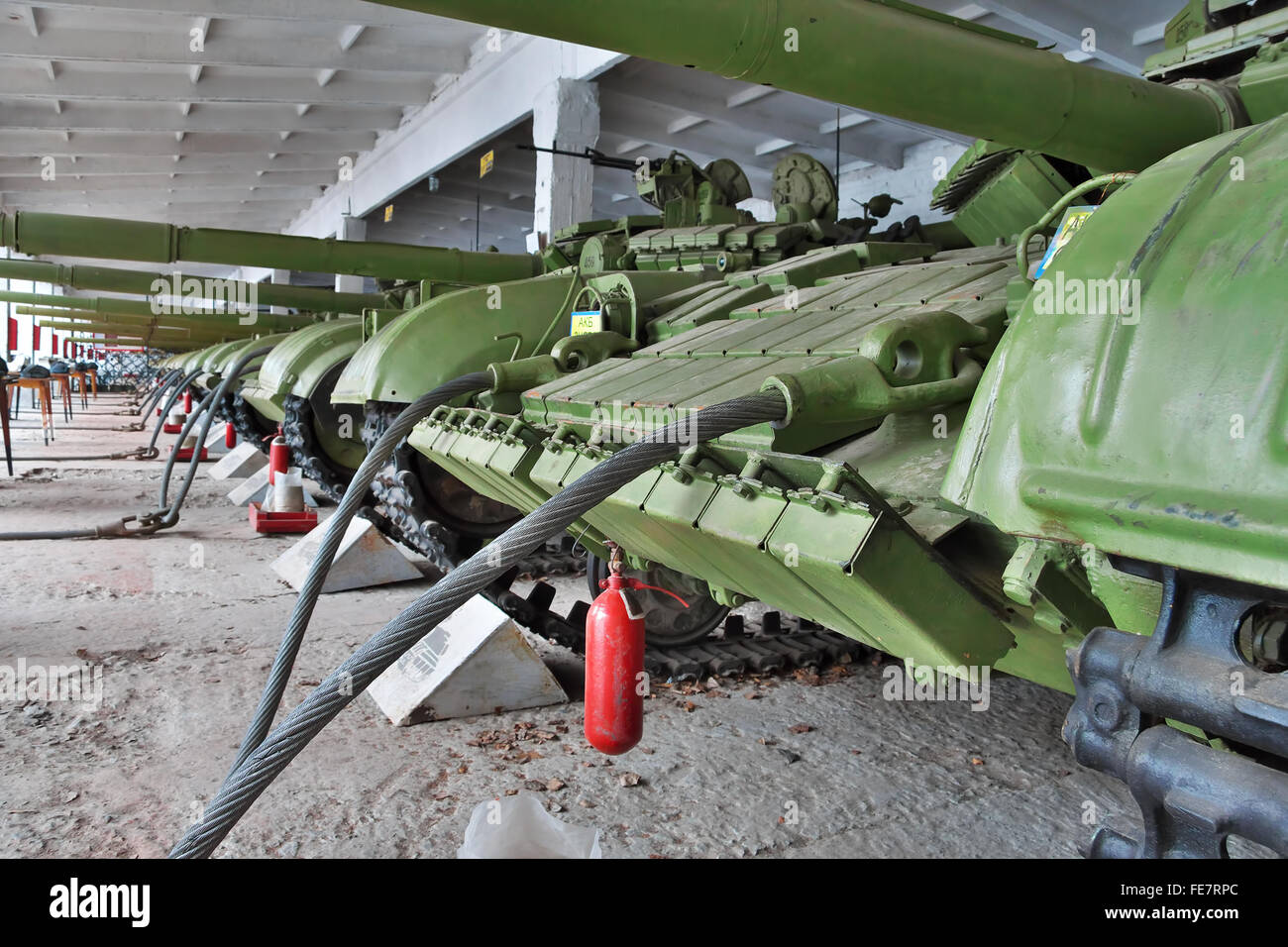 Desna, Ukraine - December 17, 2010: Main battle tanks T-64 stored at ...