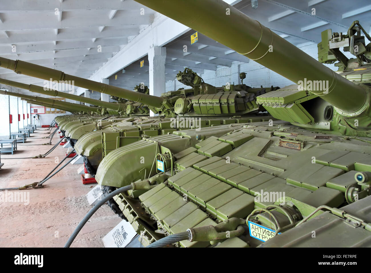 Desna, Ukraine - December 17, 2010: Main battle tanks T-64 stored at ...