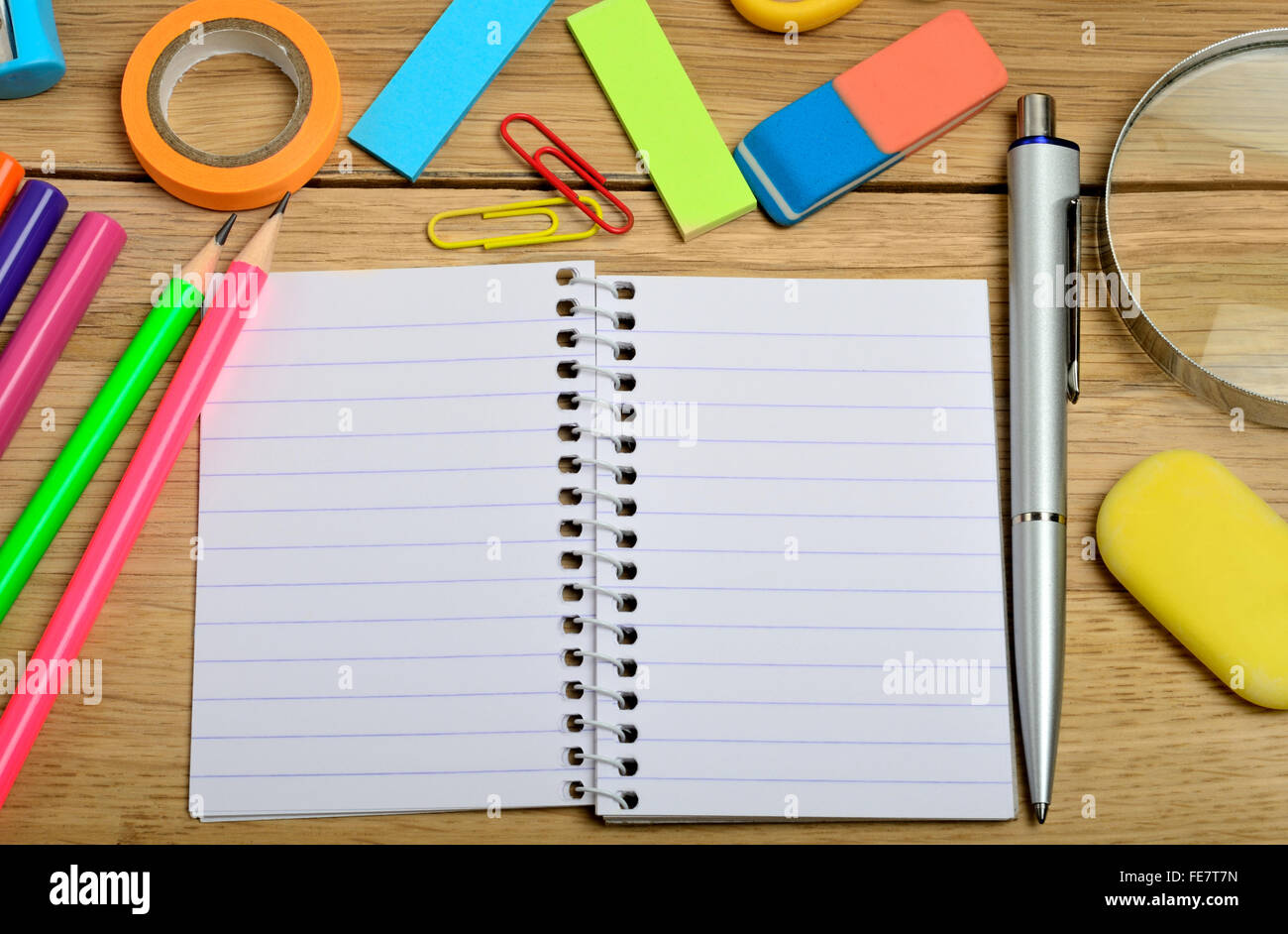 Wooden office table with stationery hi-res stock photography and images ...