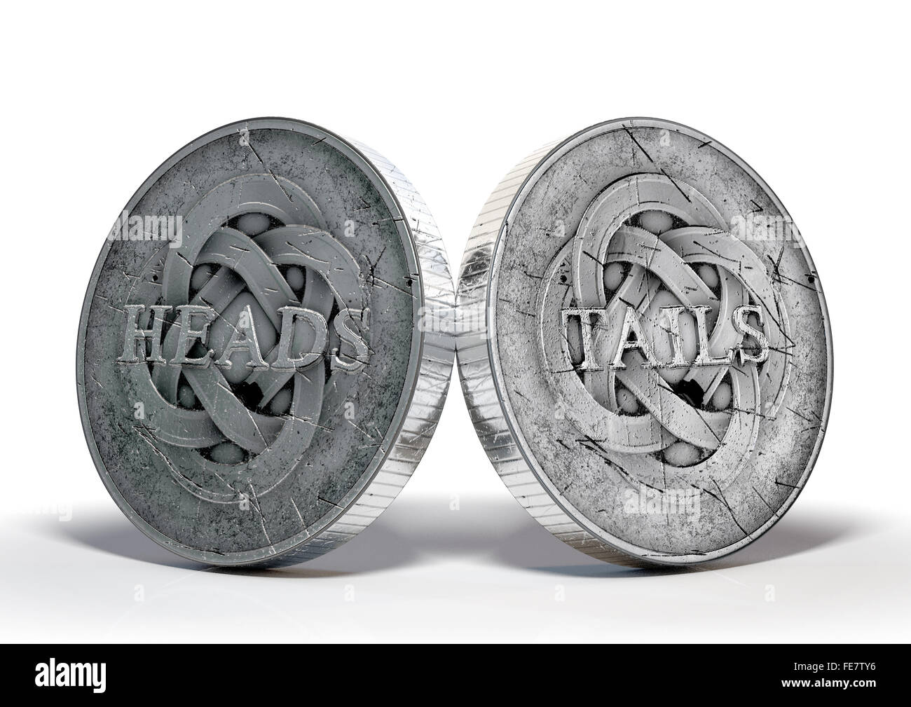 A concept image showing both sides of an antique coin displaying a ...