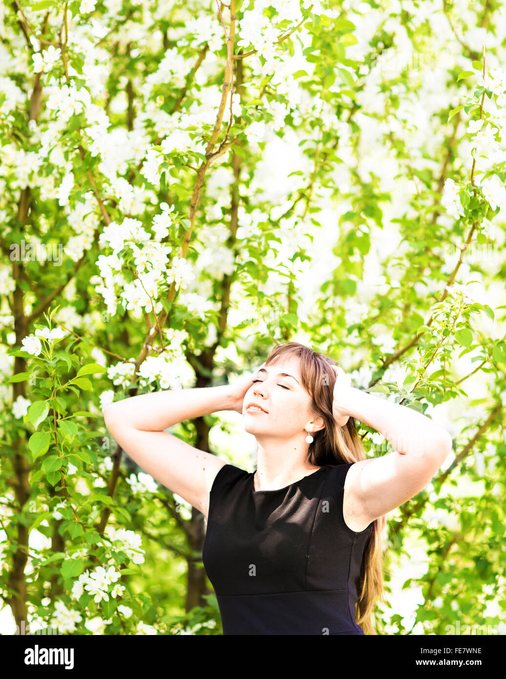 Beautiful Spring Girl with flowers Stock Photo - Alamy