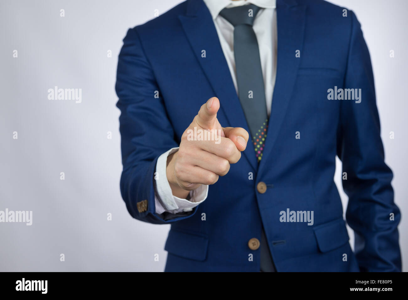 businessman pointing index finger, action of touch screen Stock Photo ...