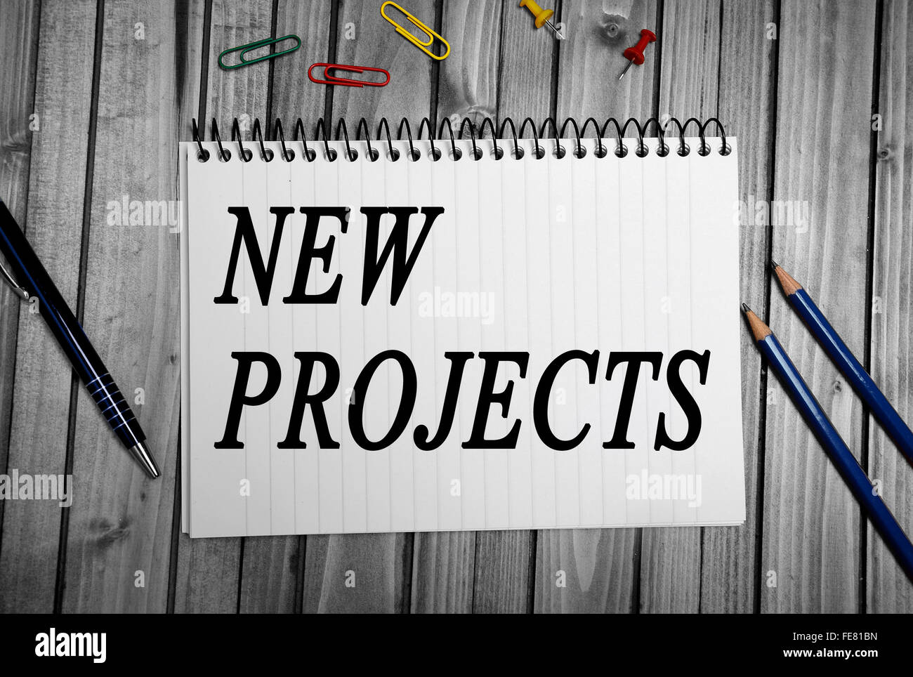 New Projects word on notebook Stock Photo - Alamy