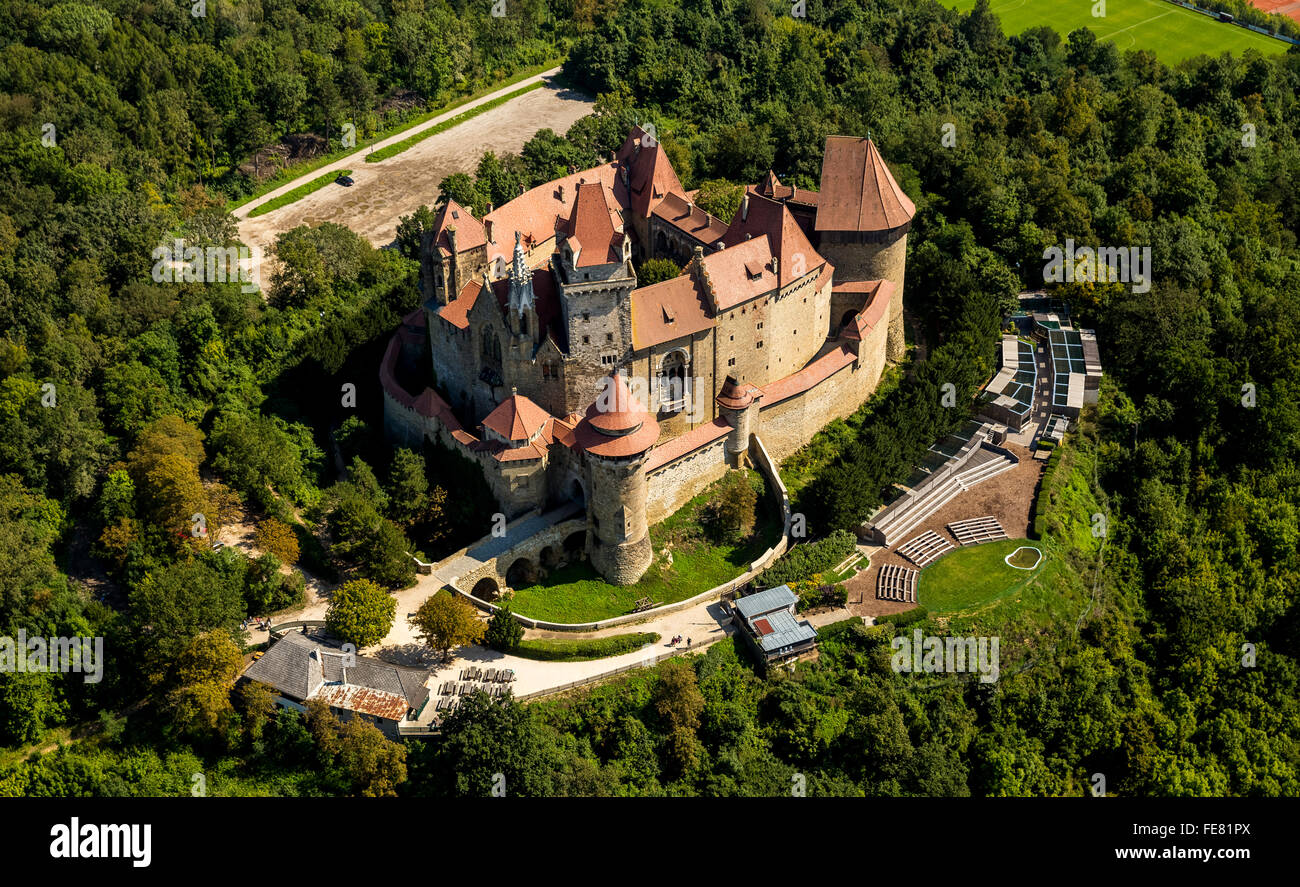 Aerial view, Kreuzenstein castle, medieval castle, Leobendorf, Lower ...