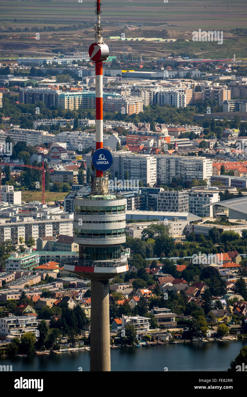 Aerial view, Donauturm, Danube Tower, TV Tower, Vienna, Vienna, Austria ...