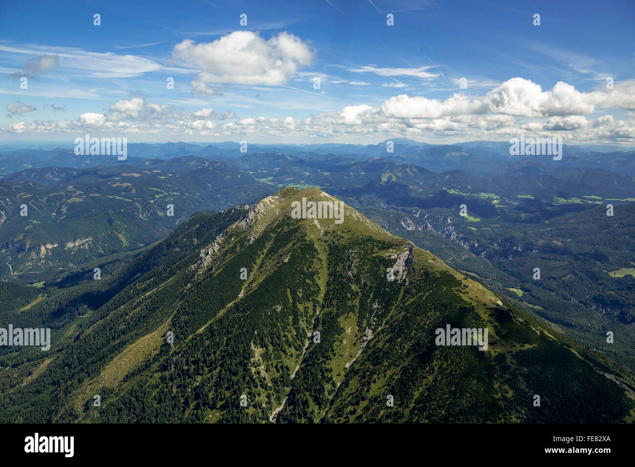 Aerial view, Ötscher, Oetscher, Lackenhof, flight over the Alps, Lower ...