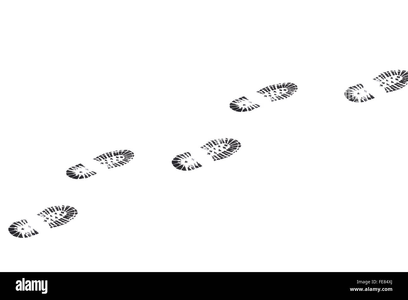 Footprints of a Shoe Walking Across a White Background Stock Photo - Alamy