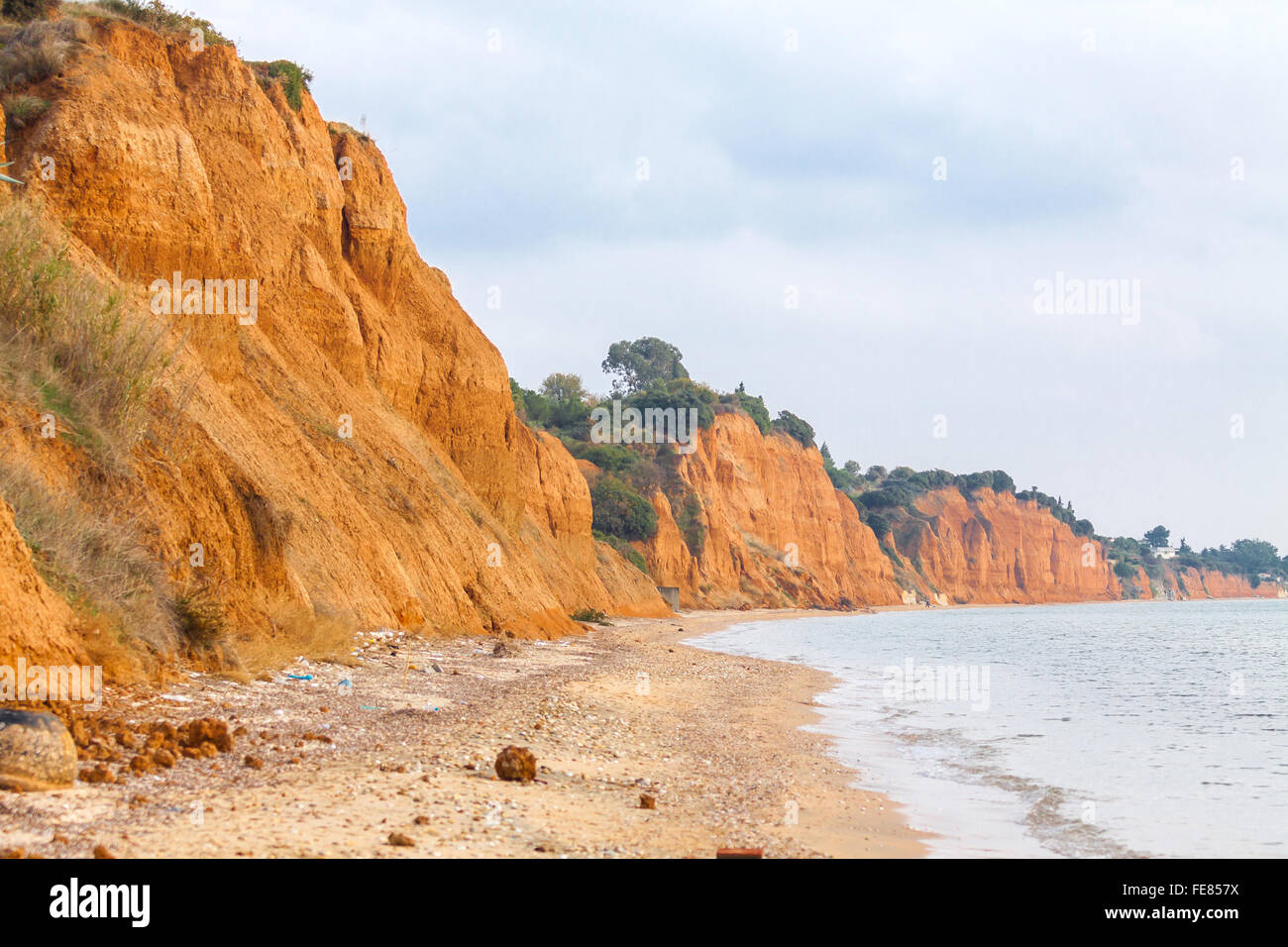 Mediterranean seacoast in winter. Nea Moudania, Halkidiki peninsula ...