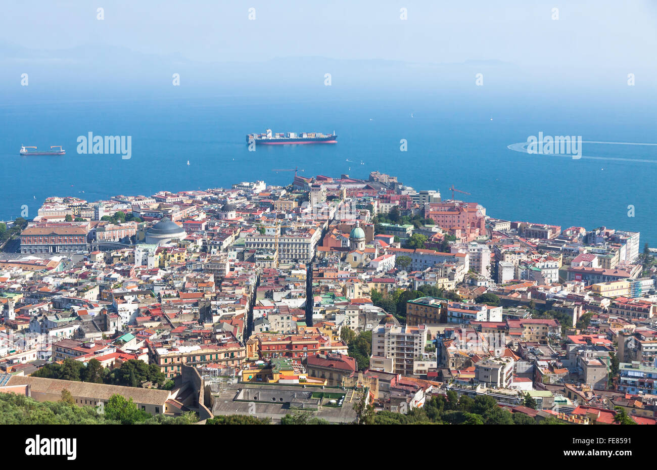 Naples city and Gulf of Naples, Campania region, Italy. Aerial view ...