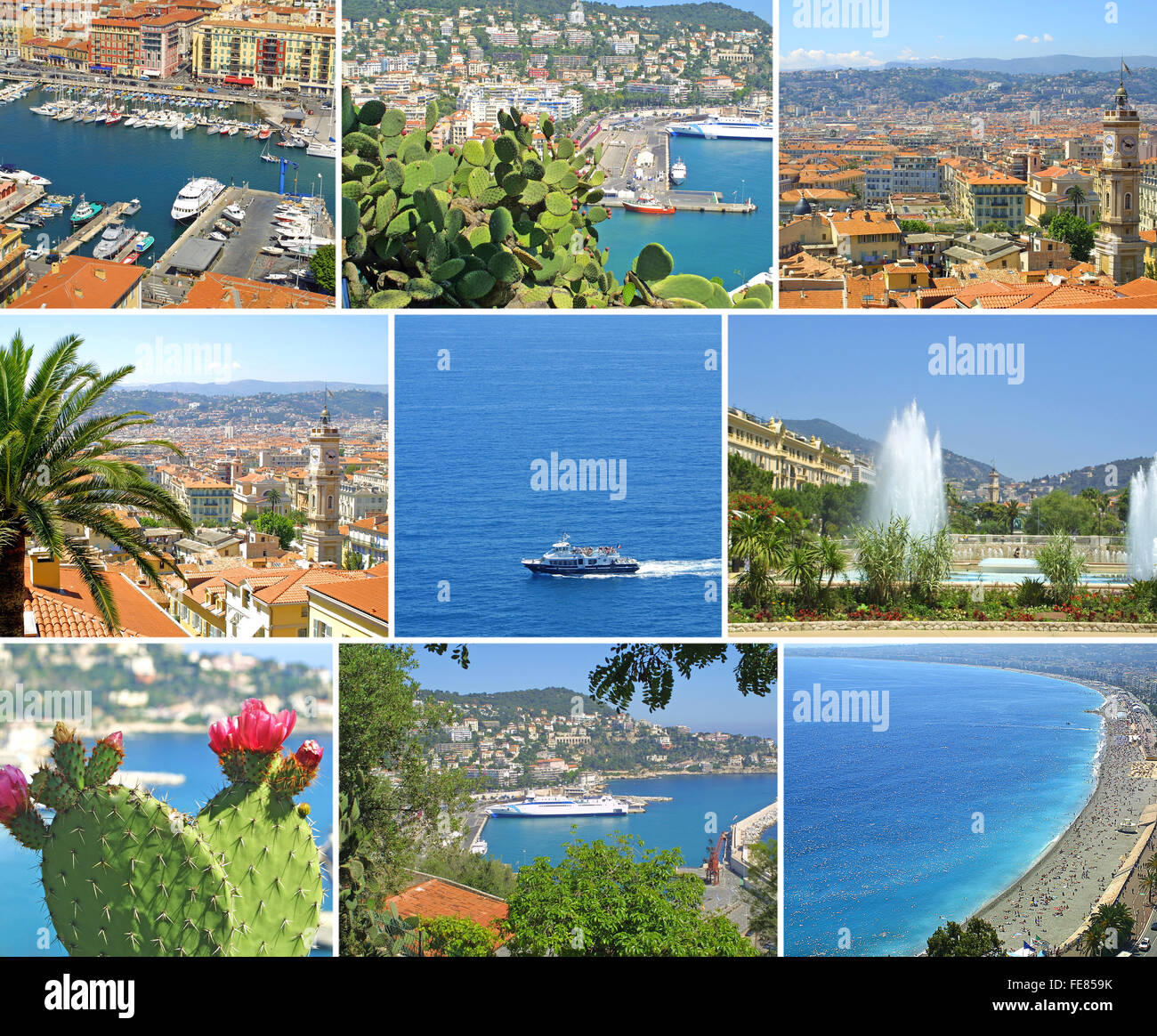 Summer collage made of Nice-city photos Stock Photo - Alamy
