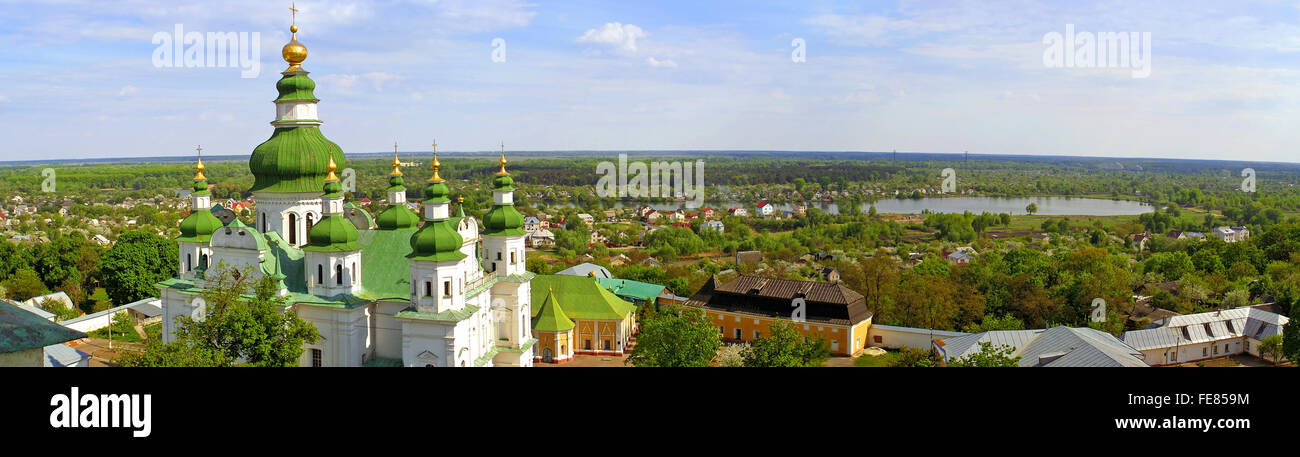 Chernigov city, Ukraine. Panoramic view with Troitsko-Illinskiy ...