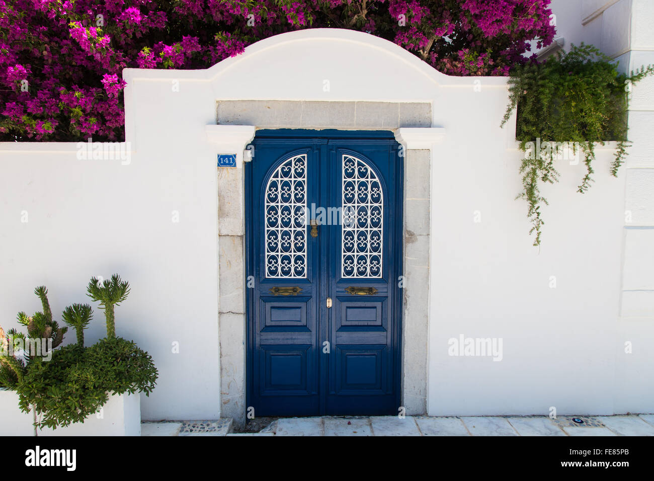 Blue gate of a house in Bodrum Town, Turkey Stock Photo - Alamy