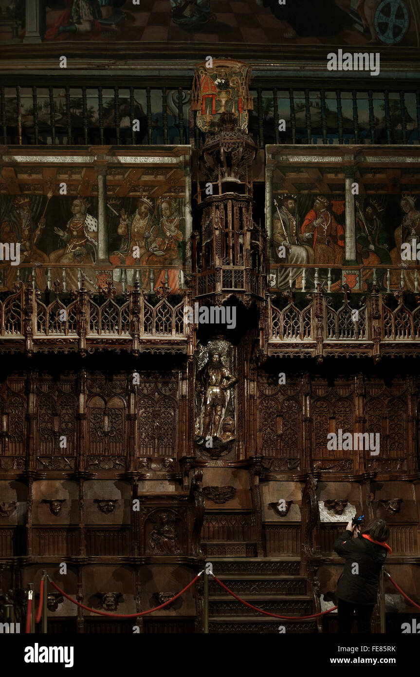 Interior view of the choir stalls in the monastery of de Santa María la ...
