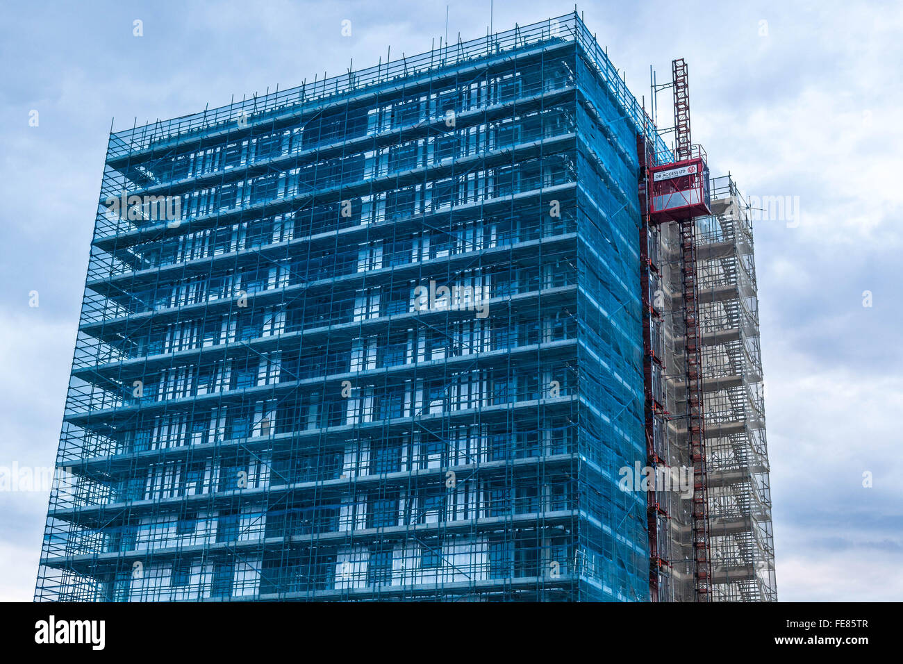 Scaffolding netting on building exterior, Edgware, Greater London ...