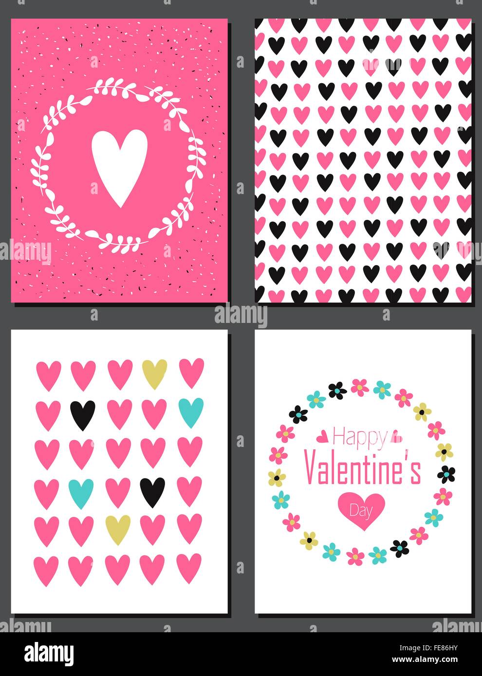 Set of Valentines Day Cards Stock Vector Image & Art - Alamy