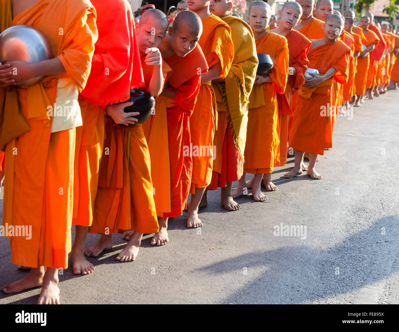 Chiang Mai, Thailand – December 26, 2015: Young Buddhist monks attend a ...