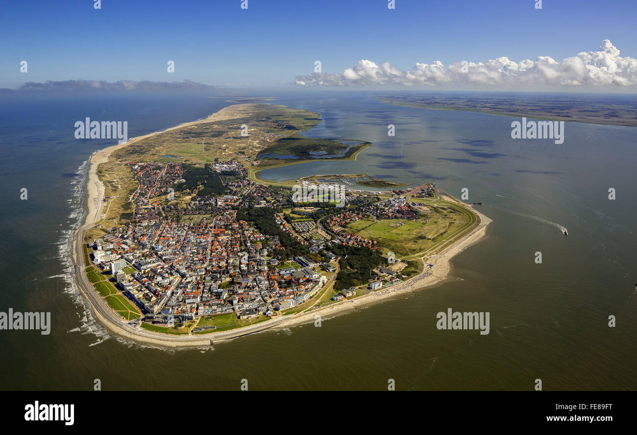 Aerial view, place Norderney, West Island, Wadden Sea, aerial view ...