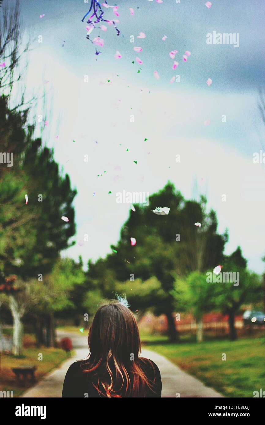 Woman confetti rear view hi-res stock photography and images - Alamy