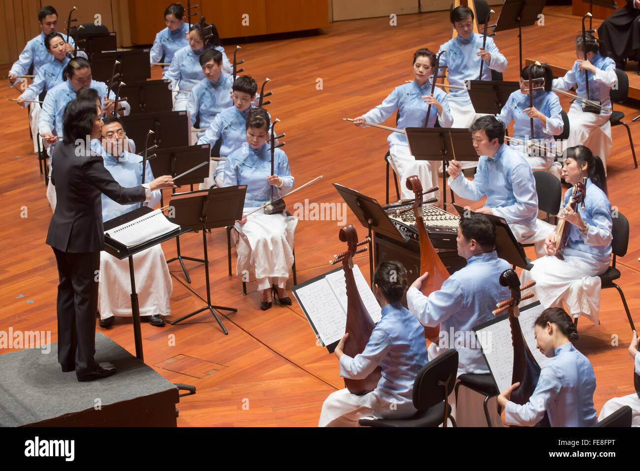 Budapest, Hungary. 4th Feb, 2016. Chinese conductor Hong Xia conducts ...