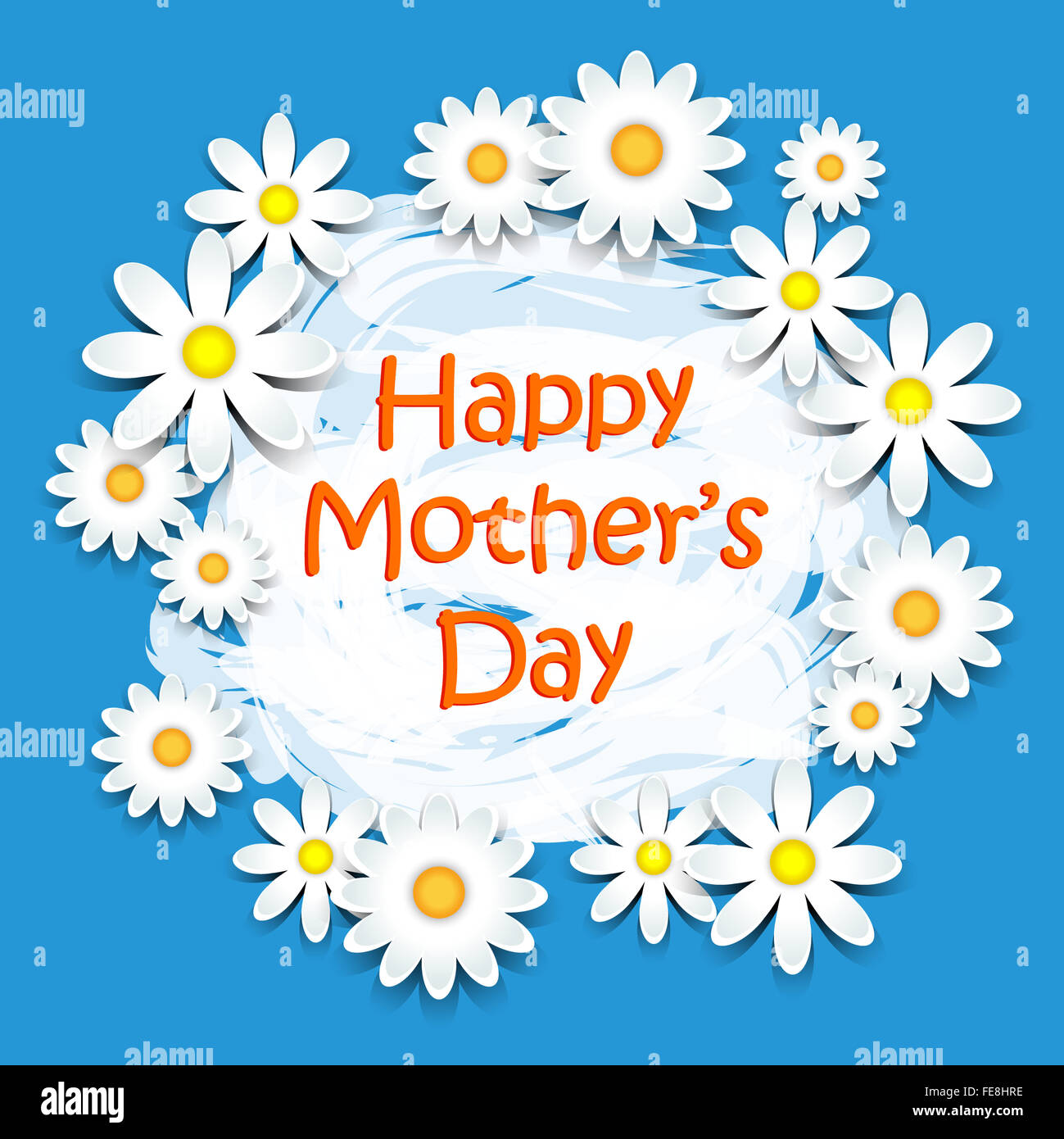 Mothers day daisies over blue card with copy space Stock Photo - Alamy