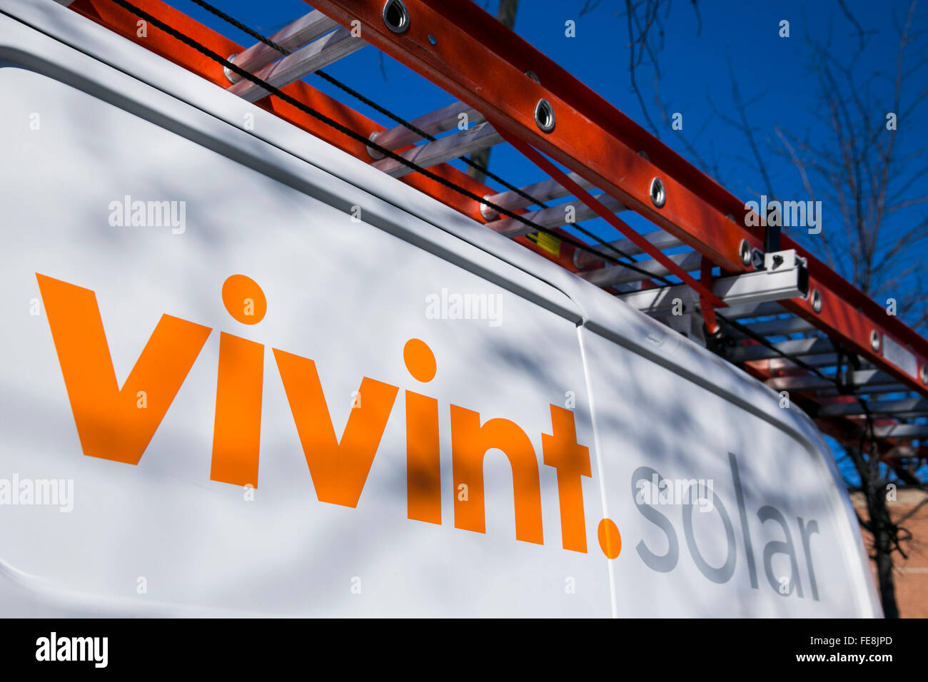 Work trucks with a Vivint Solar logo in Beltsville, Maryland on January ...
