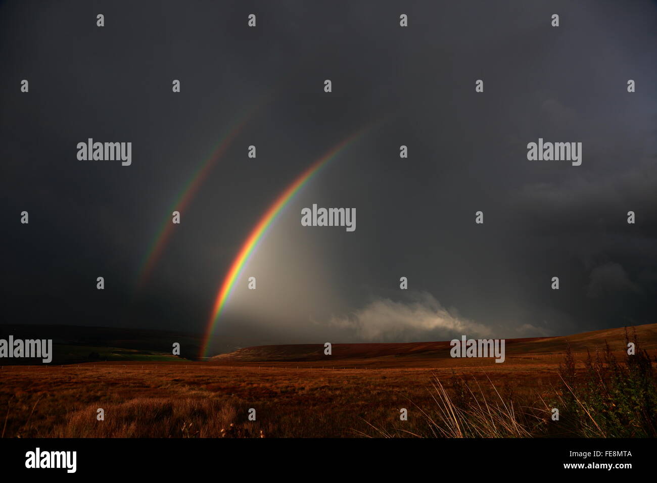 Rainbow over moorland hi-res stock photography and images - Alamy