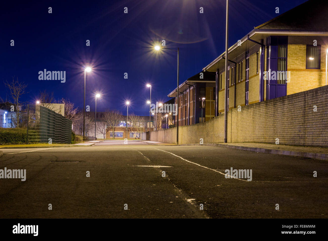 street at night with offices Stock Photo - Alamy