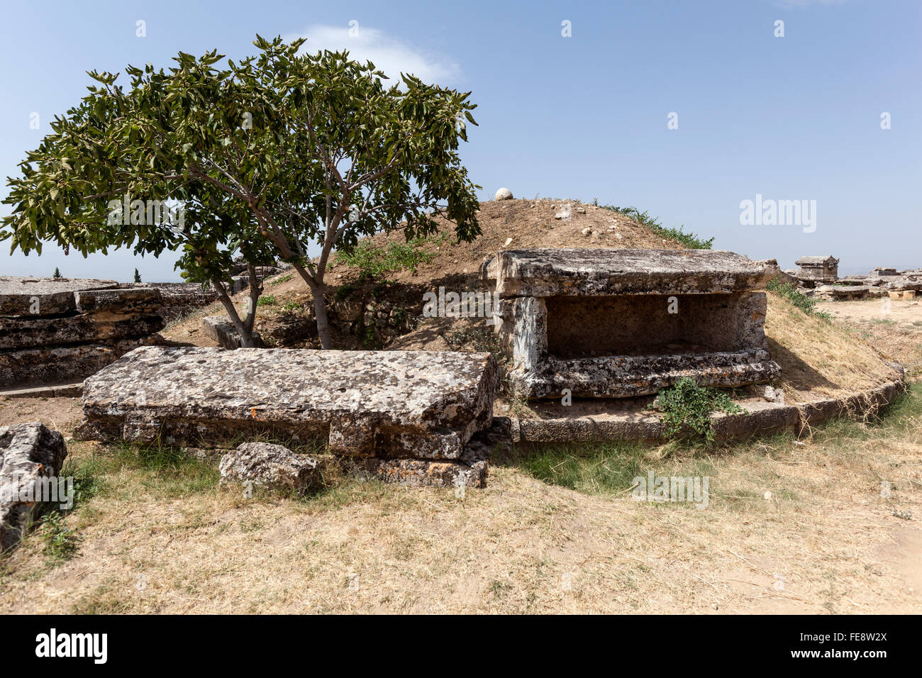 Circular tumulus in the Norther Necropolis of Hierapolis, Pamukkale ...