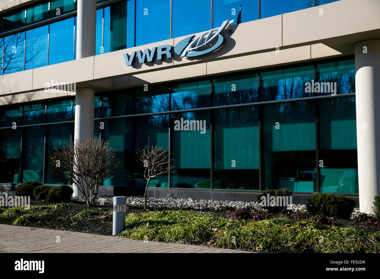 A logo sign outside of the headquarters of VWR International in Radnor, Pennsylvania on January ...
