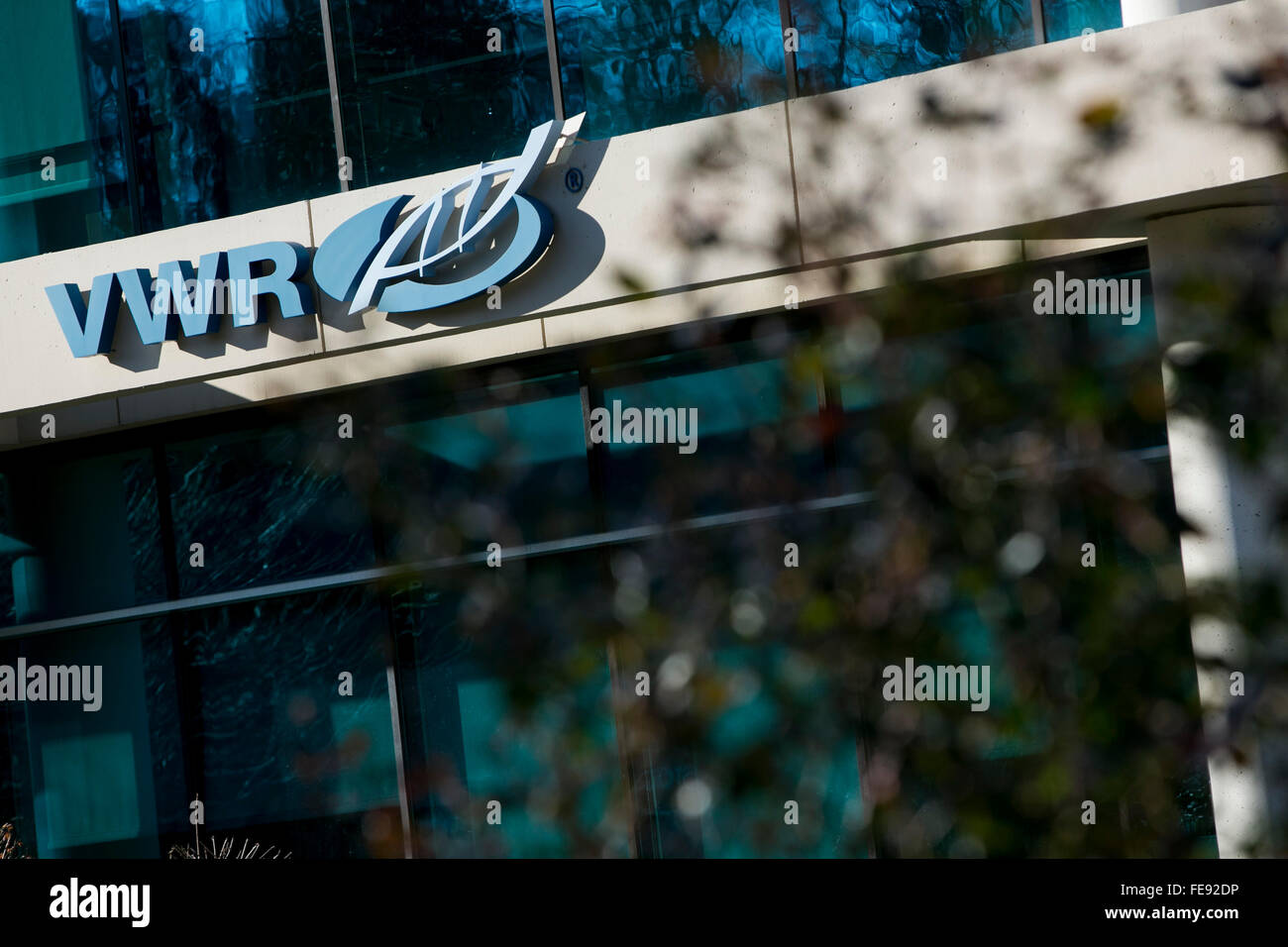 A logo sign outside of the headquarters of VWR International in Radnor ...