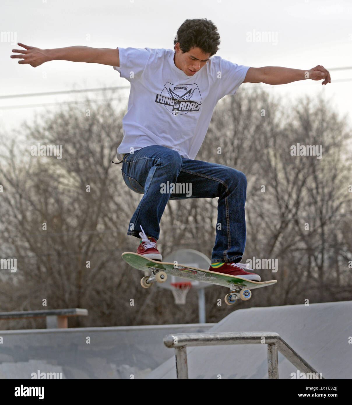Albuquerque, NM, USA. 4th Feb, 2016. Cyprian Preut catches some air as ...
