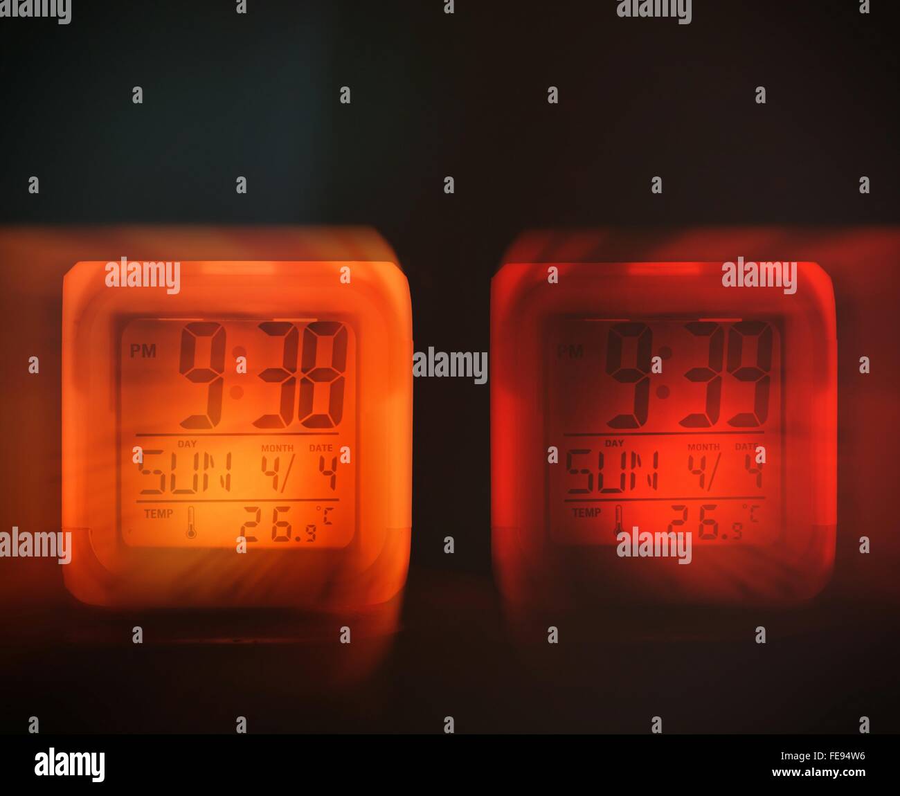 Multiple Image Of Digital Clock Stock Photo - Alamy