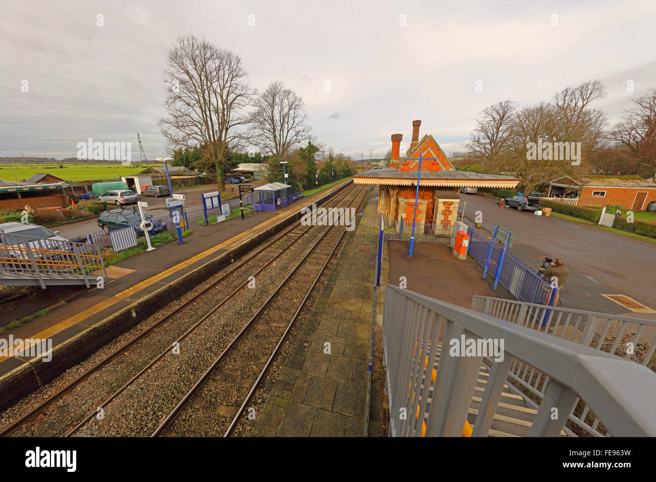 A high level view of the old red brick station building at Culham ...