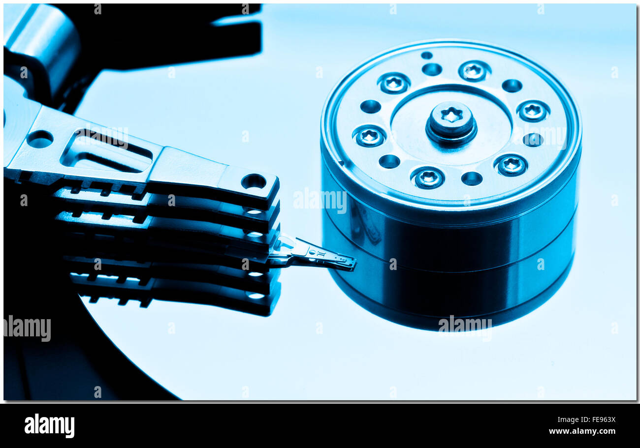 Computer Hard Drive Detail in a blue tone Stock Photo - Alamy