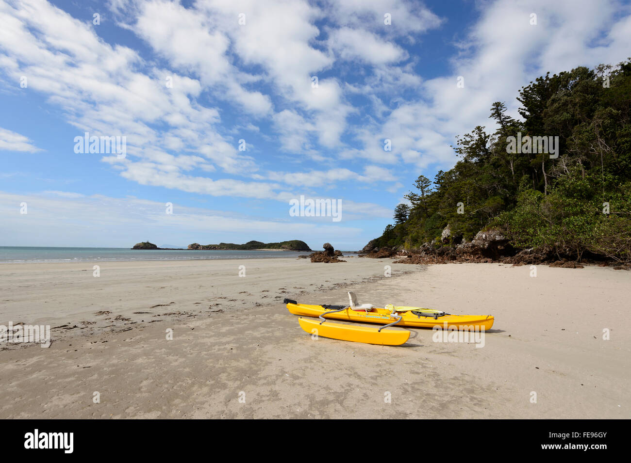 Yellow Kayak on the beach, Cape Hillsborough, Queensland, Australia ...
