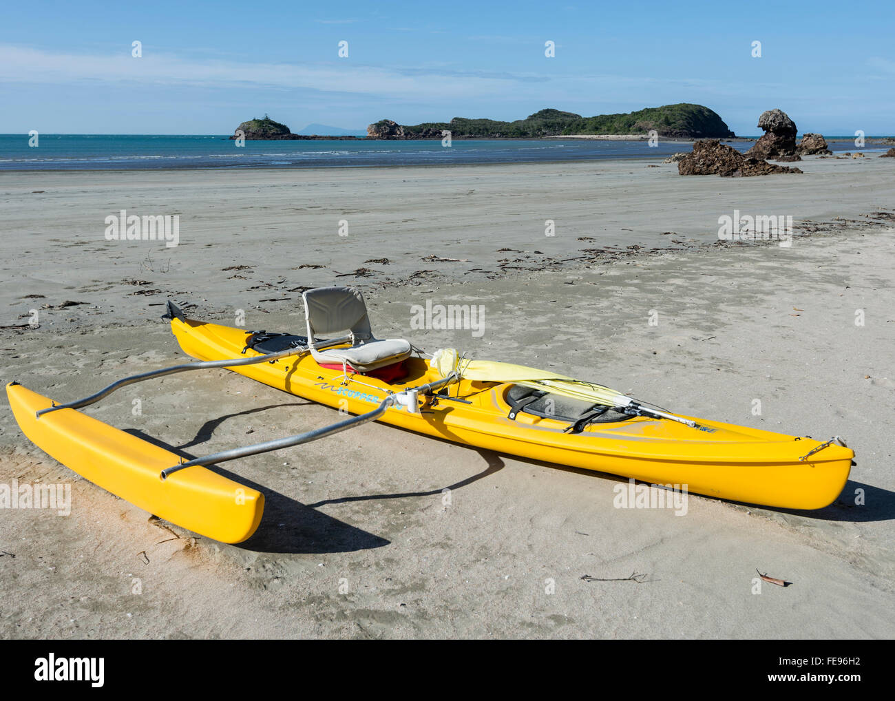 Yellow Kayak on the beach, Cape Hillsborough, Queensland, Australia ...