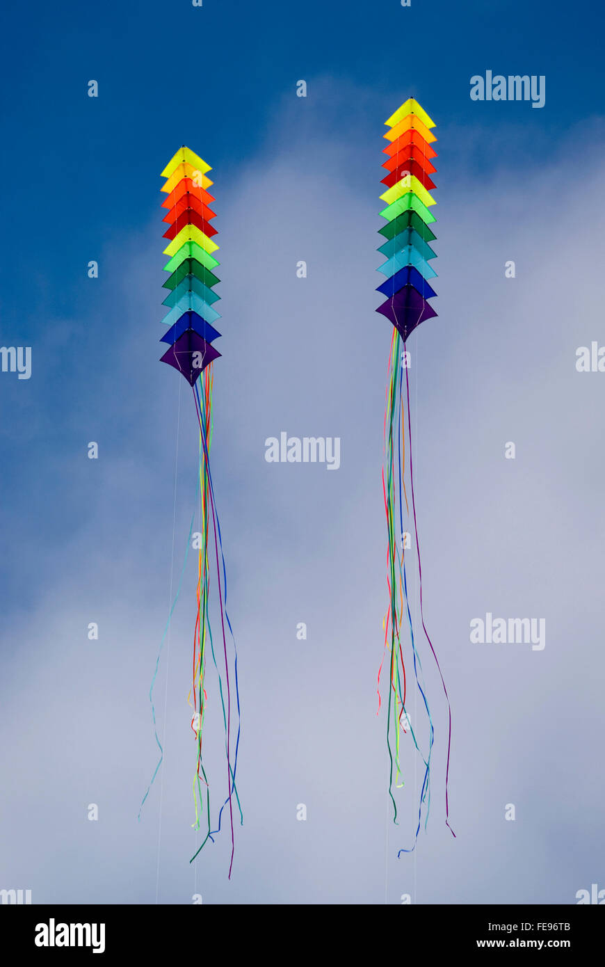 Colorful kites in sky Stock Photo - Alamy