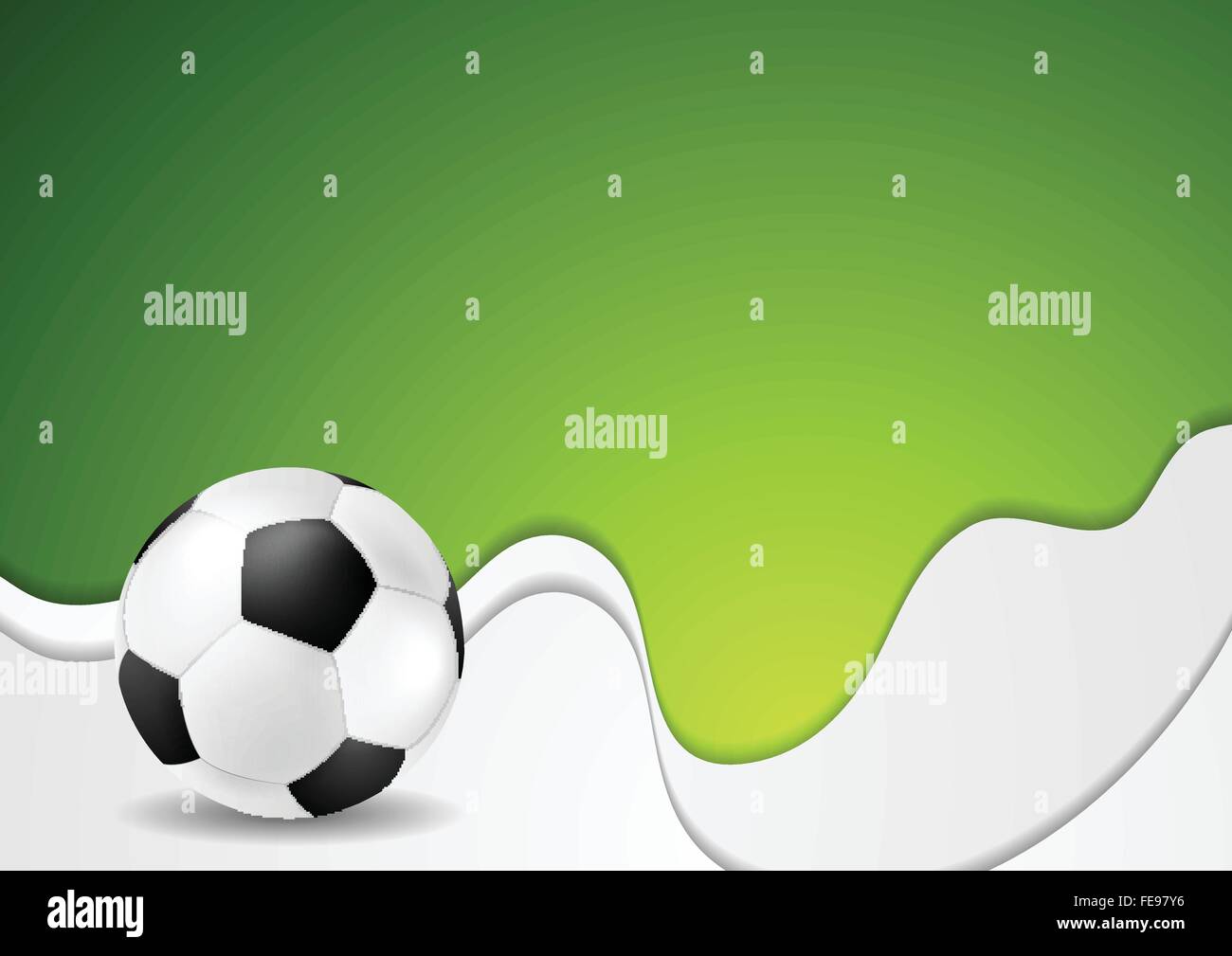 Green wavy soccer background with ball. Vector graphic sport design ...
