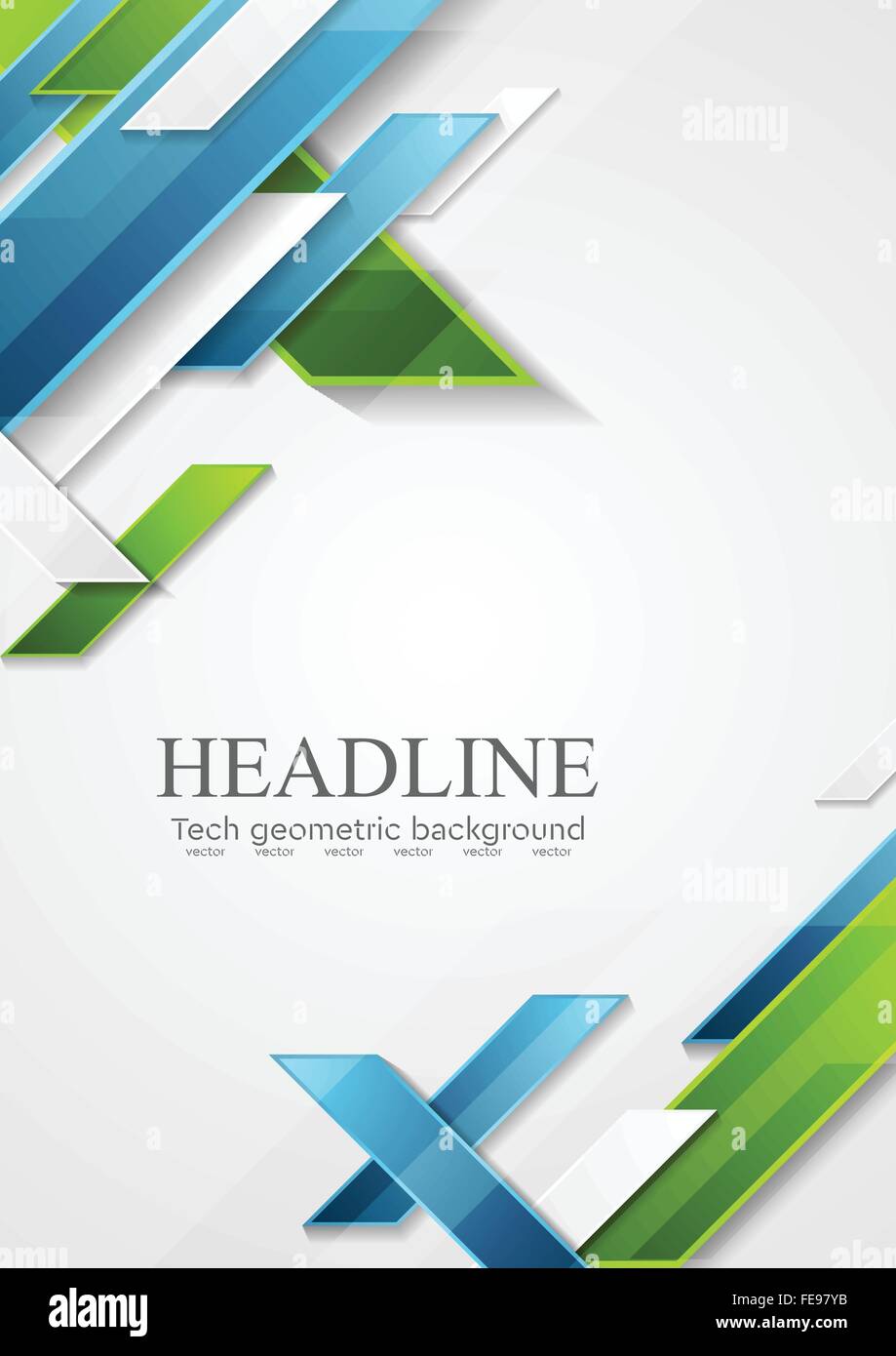 Abstract blue green geometric tech flyer design. Vector graphic ...