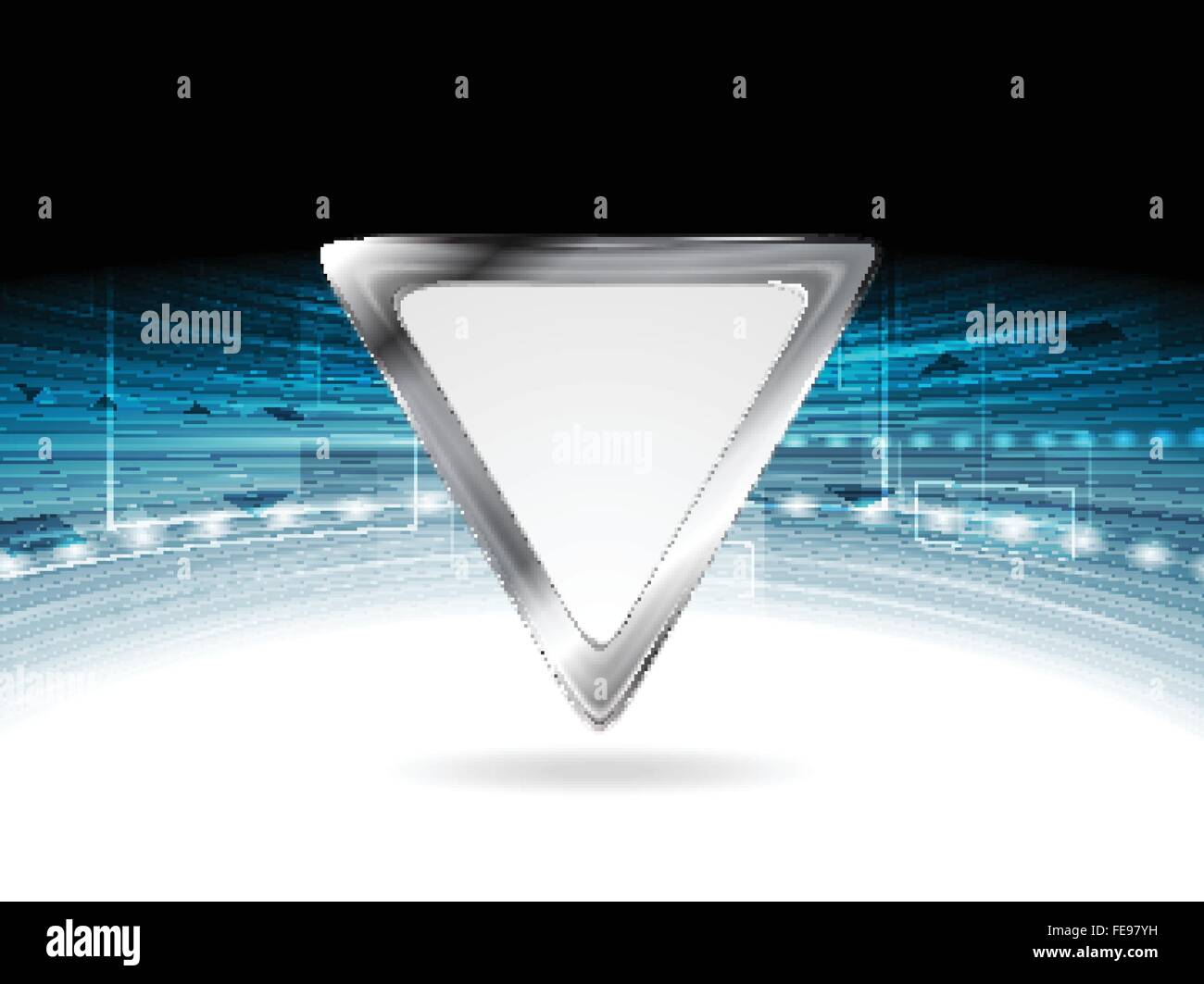 Bright blue technology background with metal triangle. Vector corporate ...