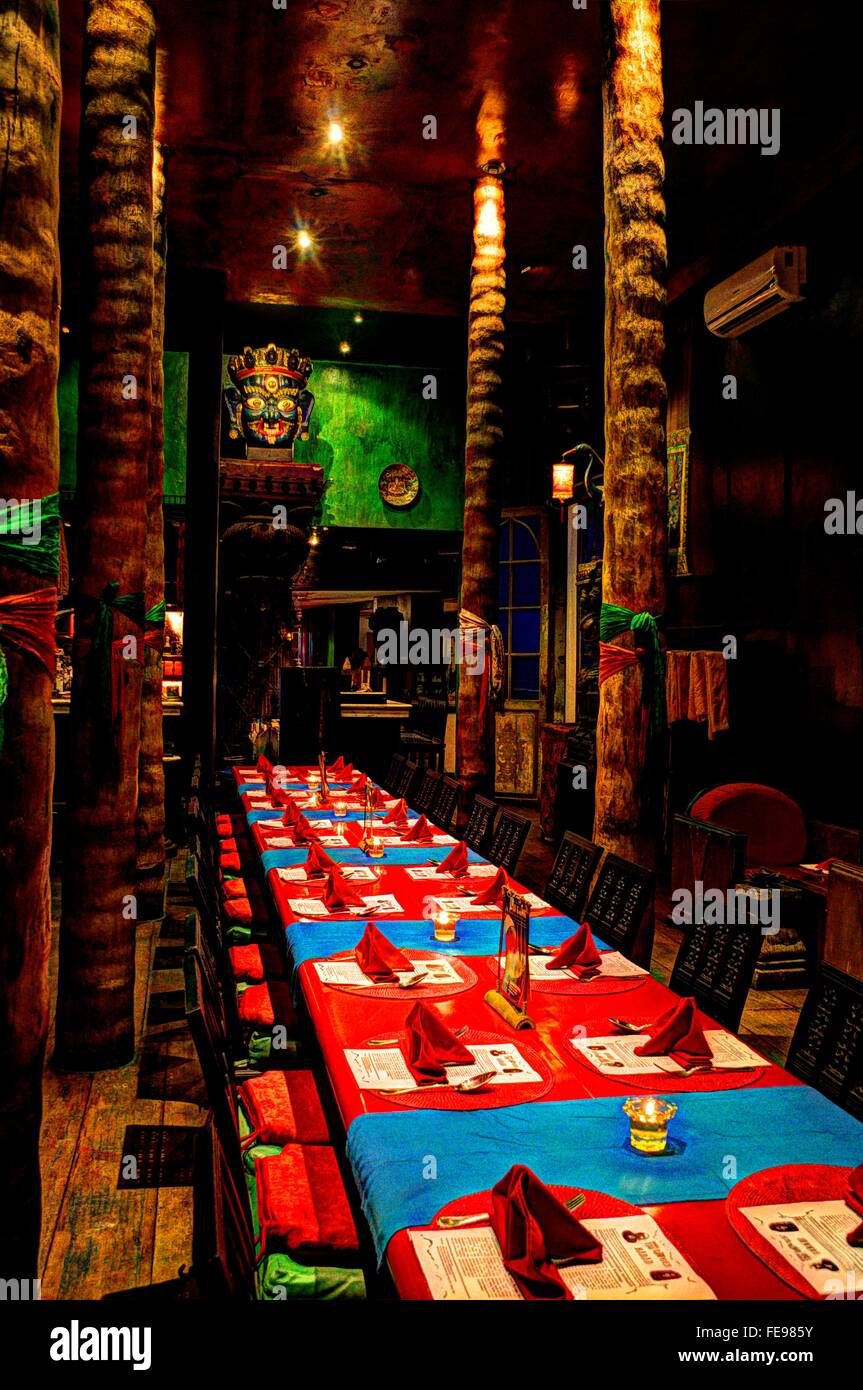 Exotic, rustic Asian themed dining room Stock Photo - Alamy