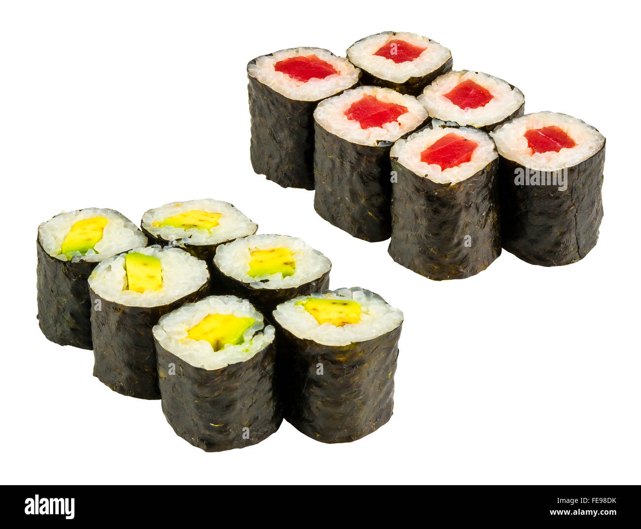 set traditional japanese rolls, isolated on white background Stock ...