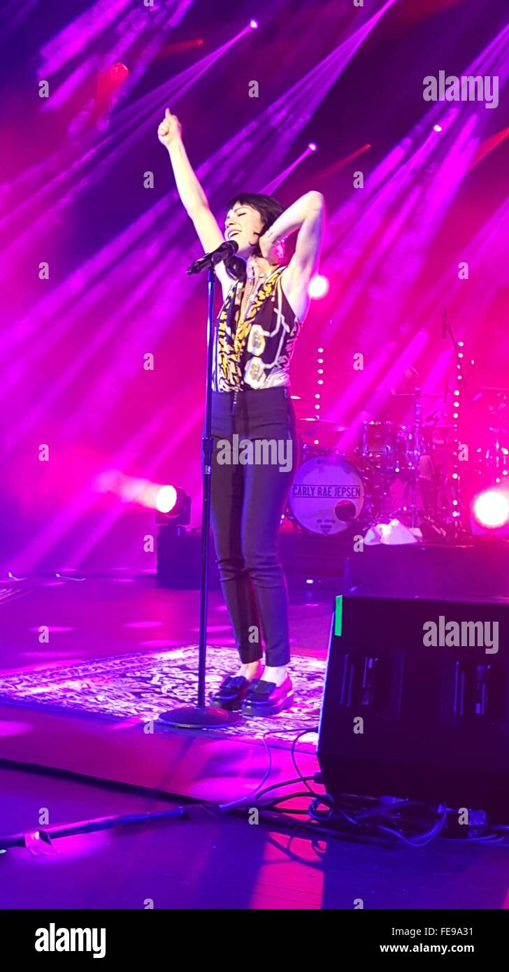 Carly Rae Jepsen performing live on stage as she sings out hits from ...