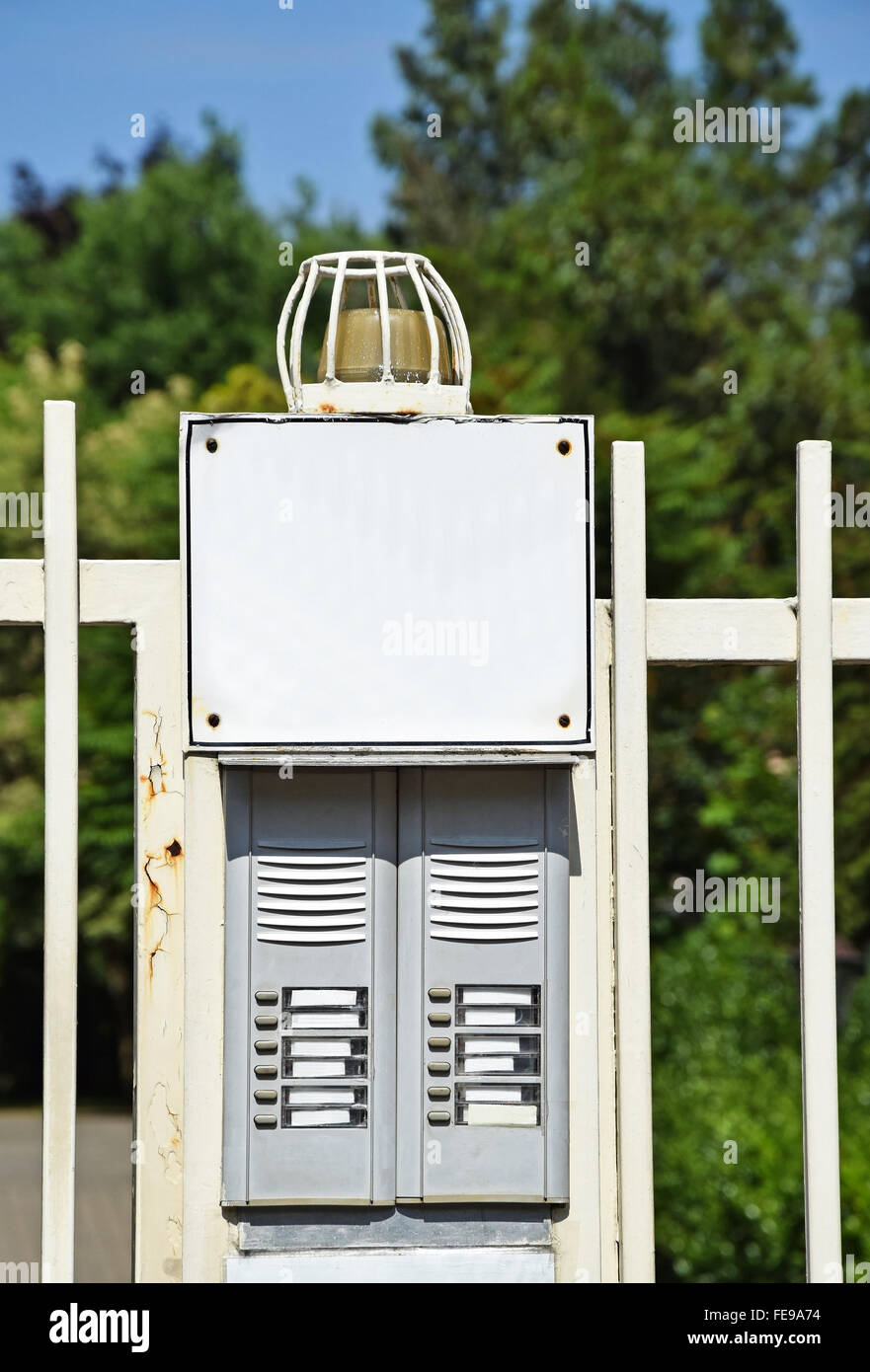 Intercom at the gate Stock Photo - Alamy